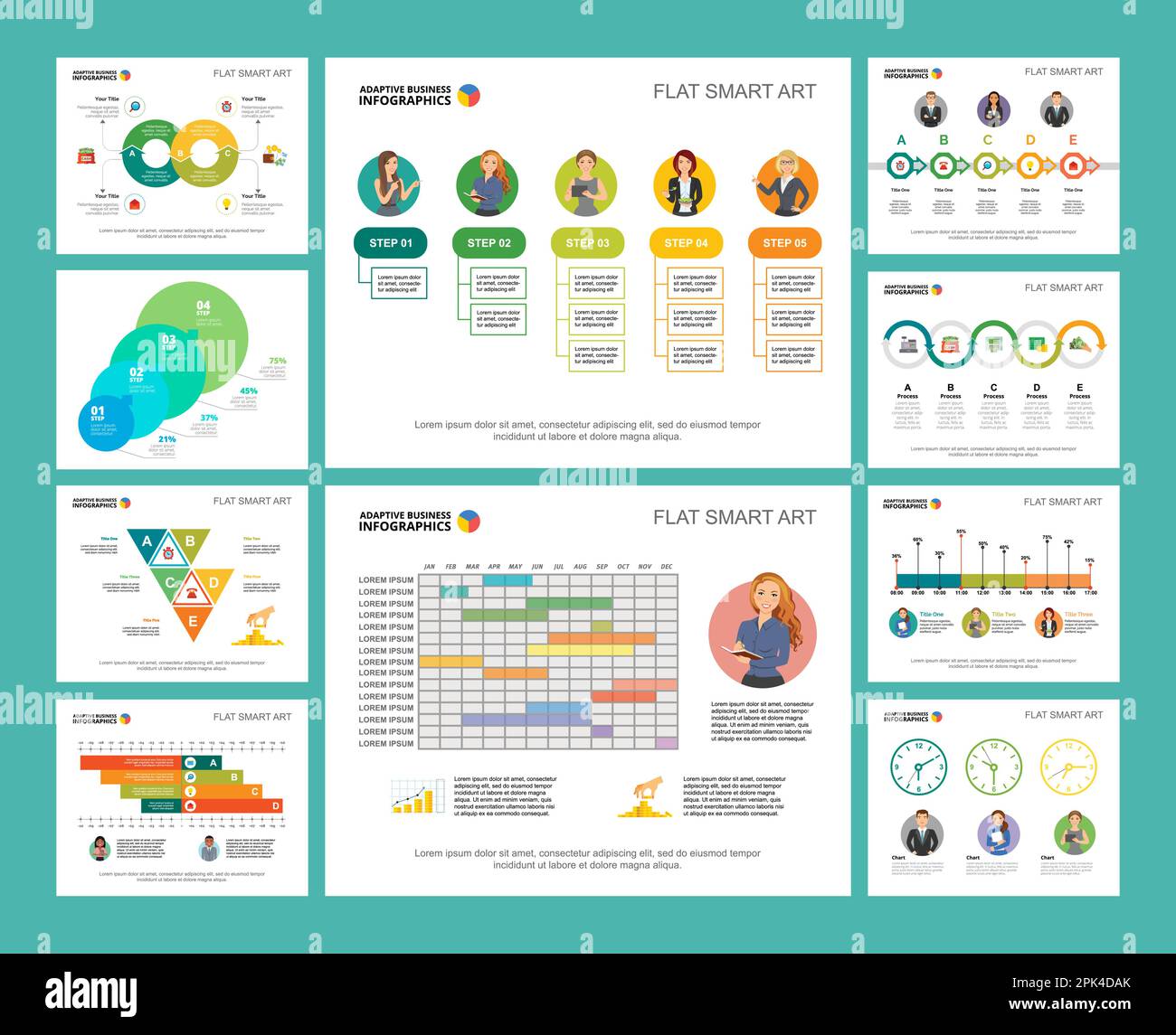 Colorful strategy or logistics concept infographic charts set Stock ...