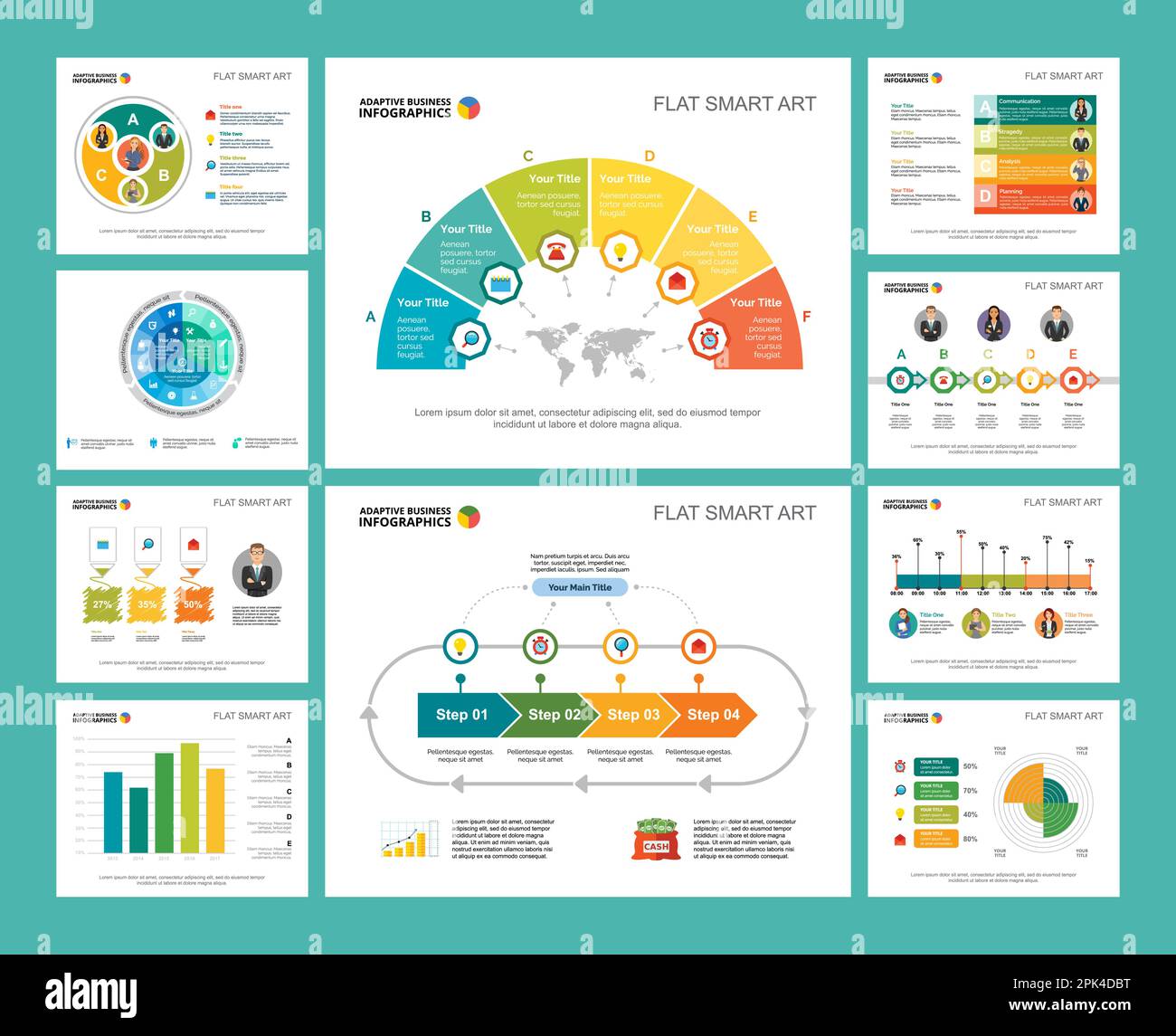Colorful statistics or analysis concept infographic charts set Stock ...