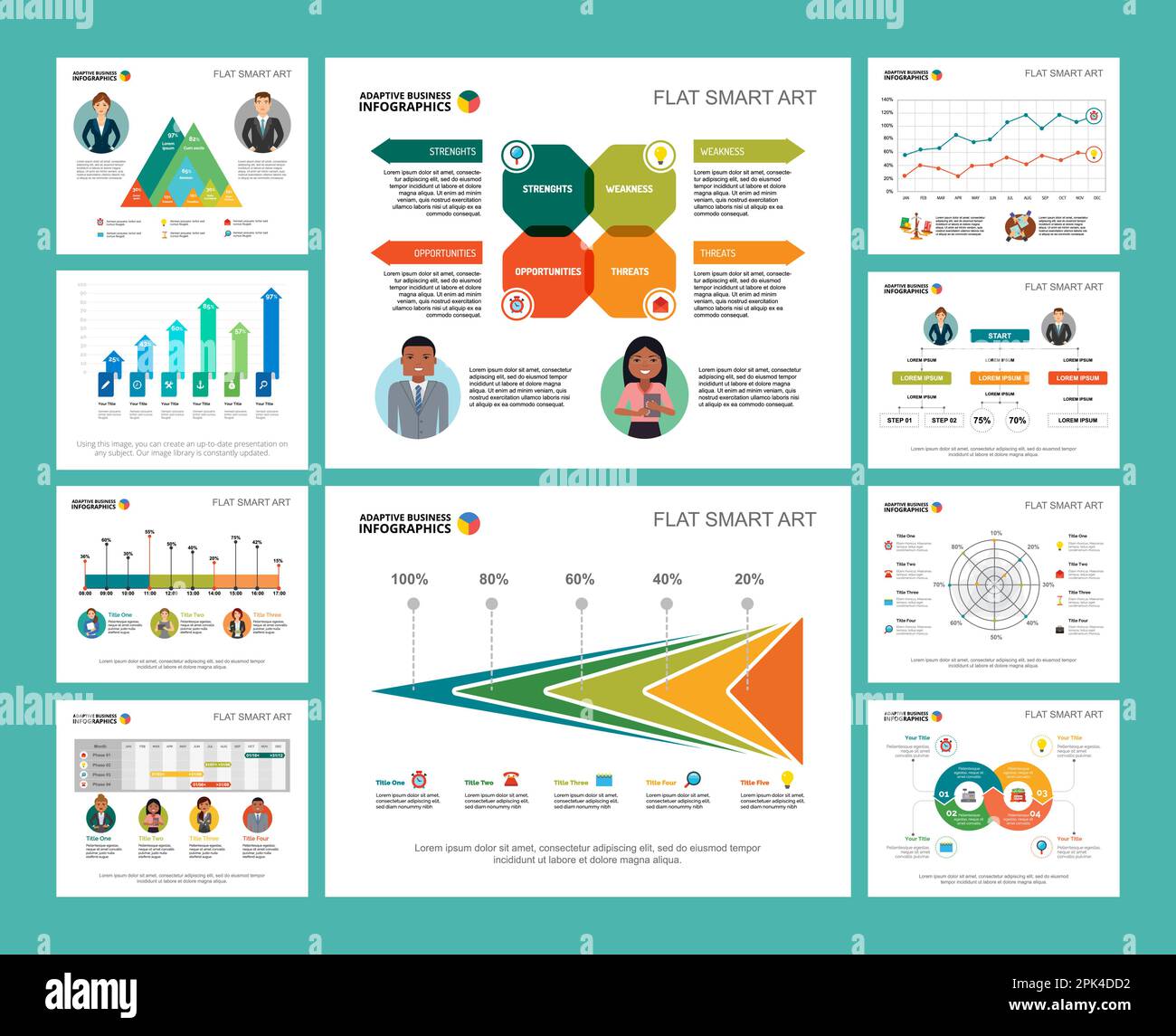 Colorful analytics or planning concept infographic charts set Stock ...