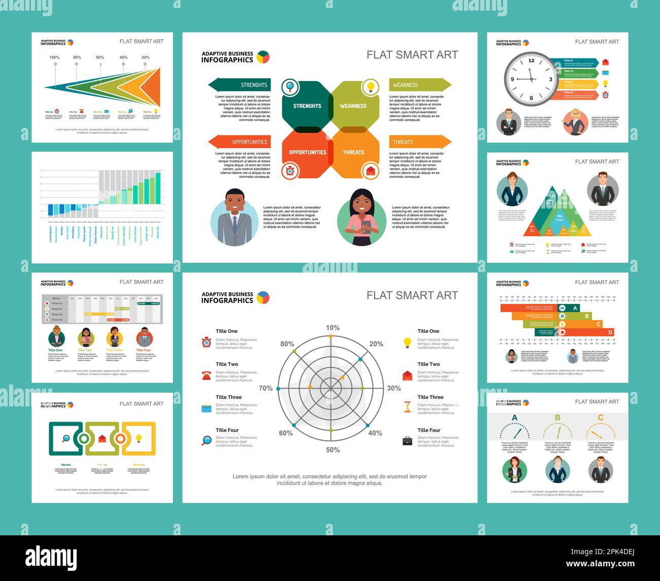Colorful diagrams set for presentation slide templates Stock Vector ...