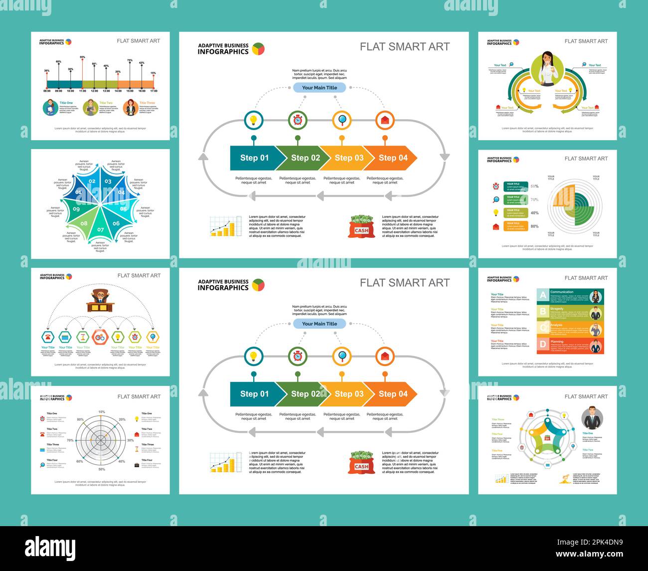 Colorful planning or economy concept infographic charts set Stock ...