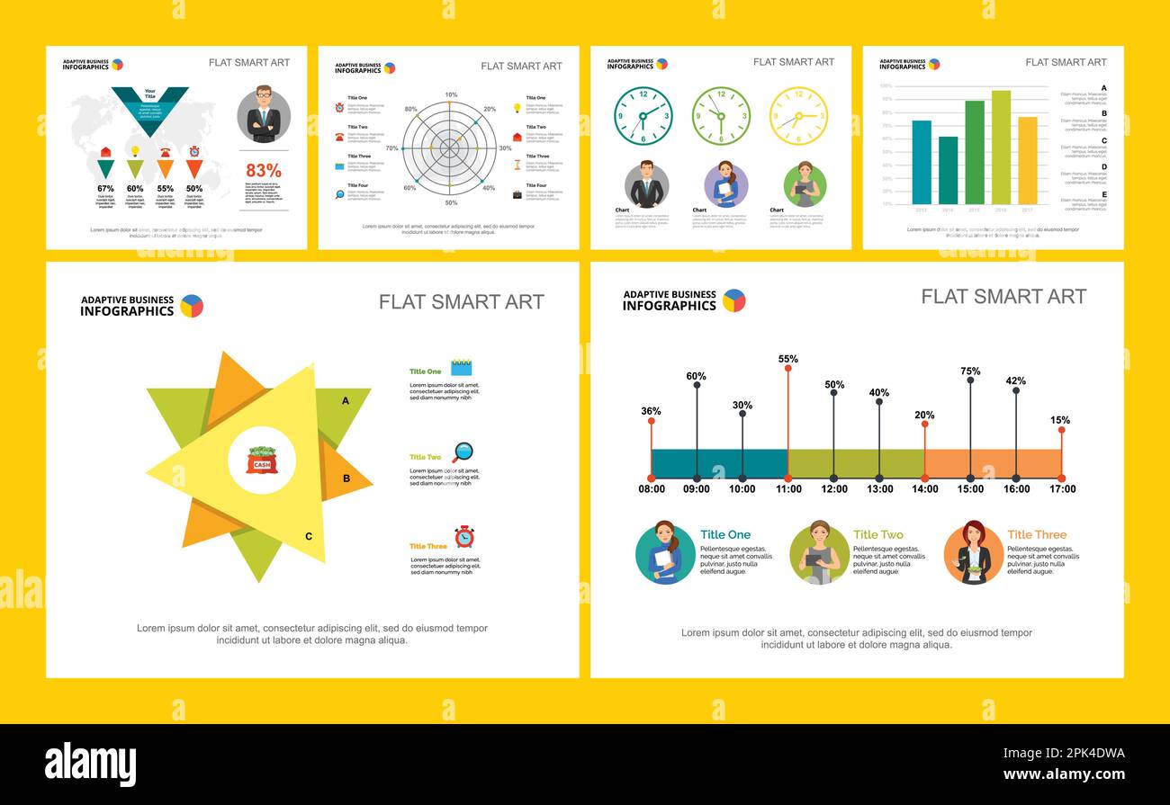 Colorful analytics or planning concept infographic charts set Stock ...