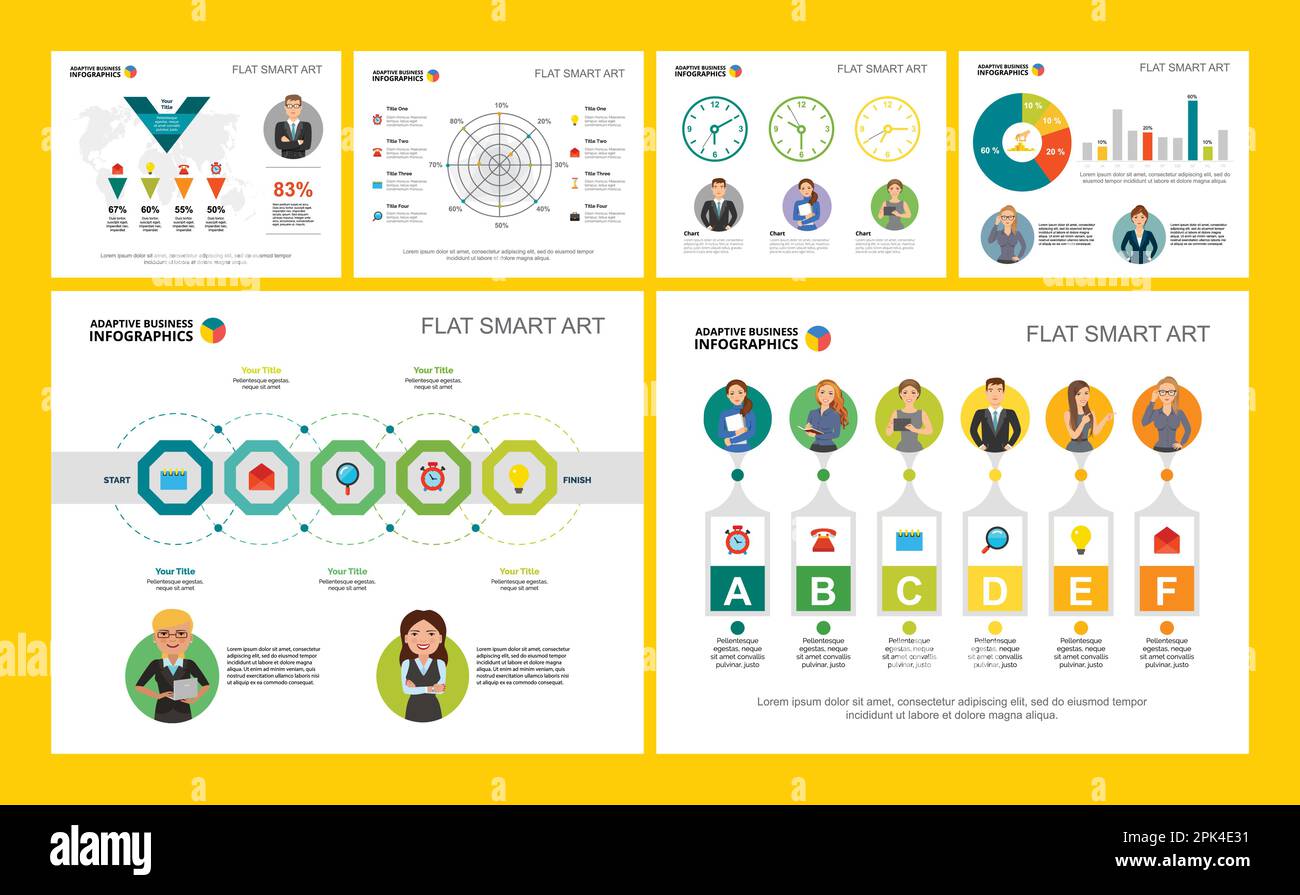 Colorful analysis charts set for presentation slide templates Stock ...