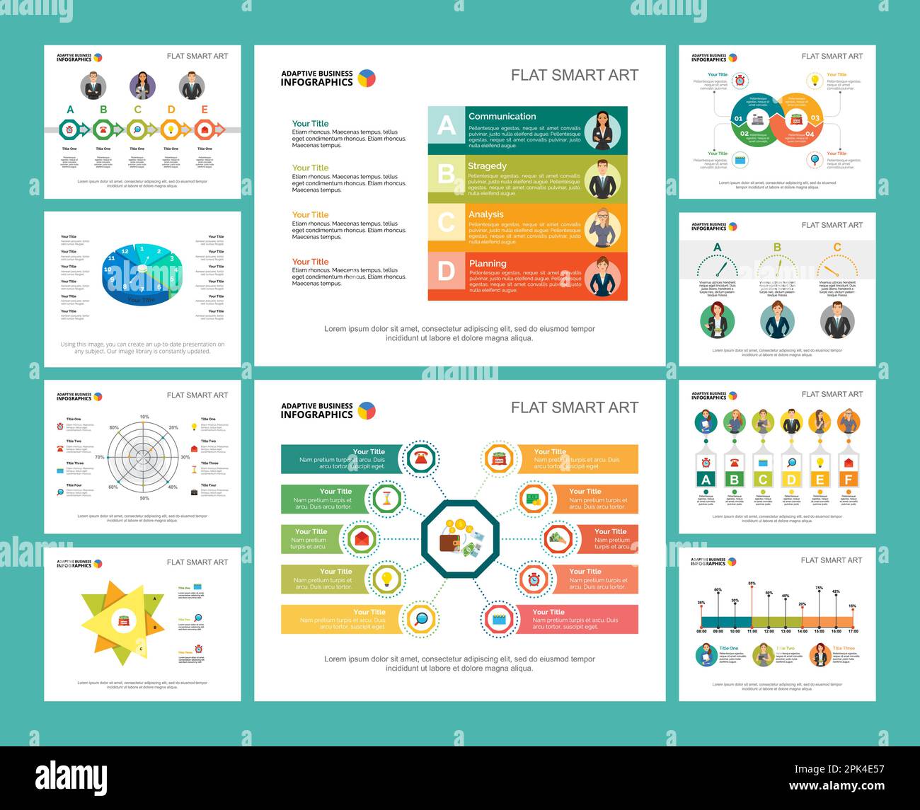 Colorful statistics or banking concept infographic charts set Stock ...