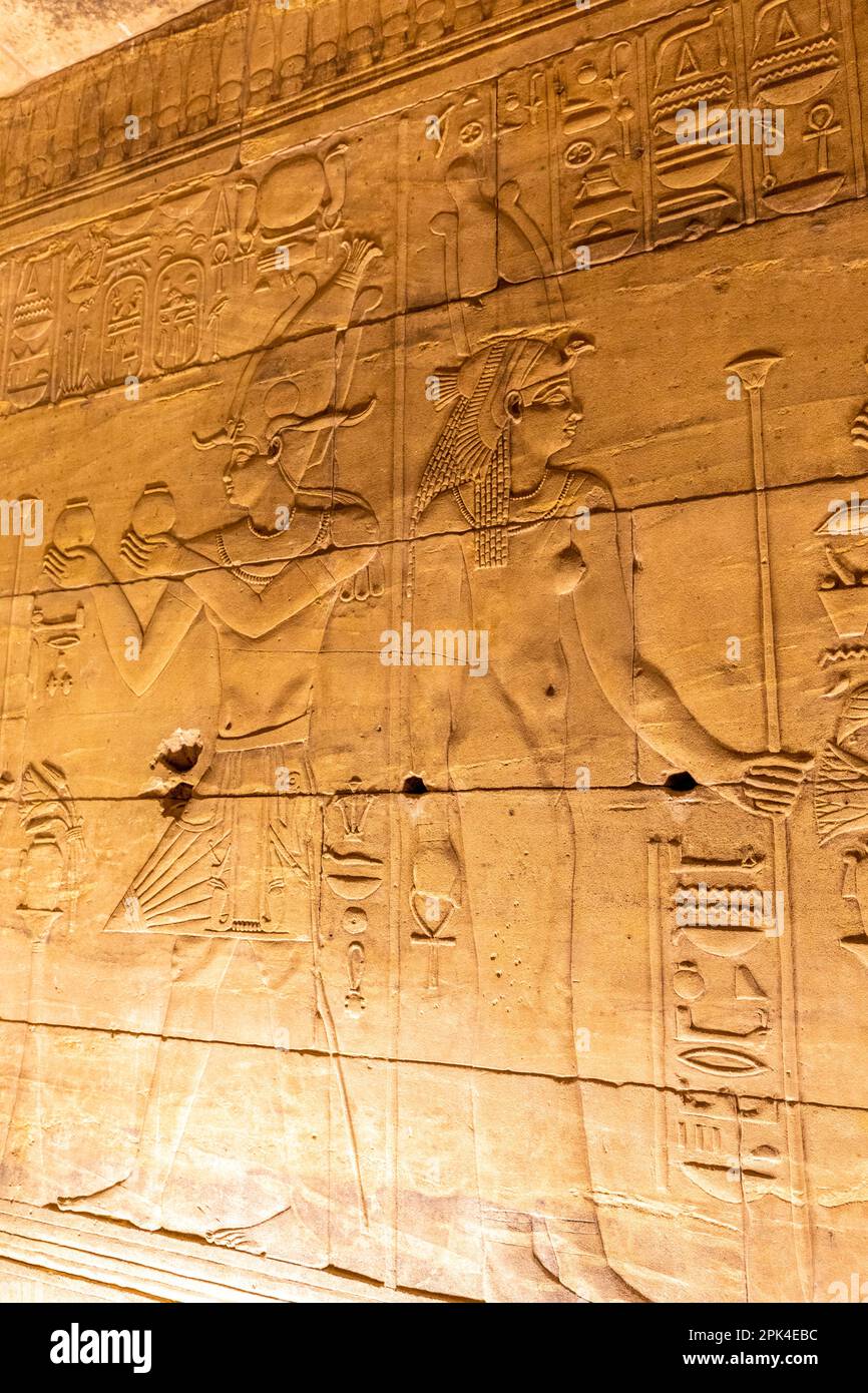 Stone Carvings and Hieroglyphs in The Sanctuary at The Temple of Isis ...