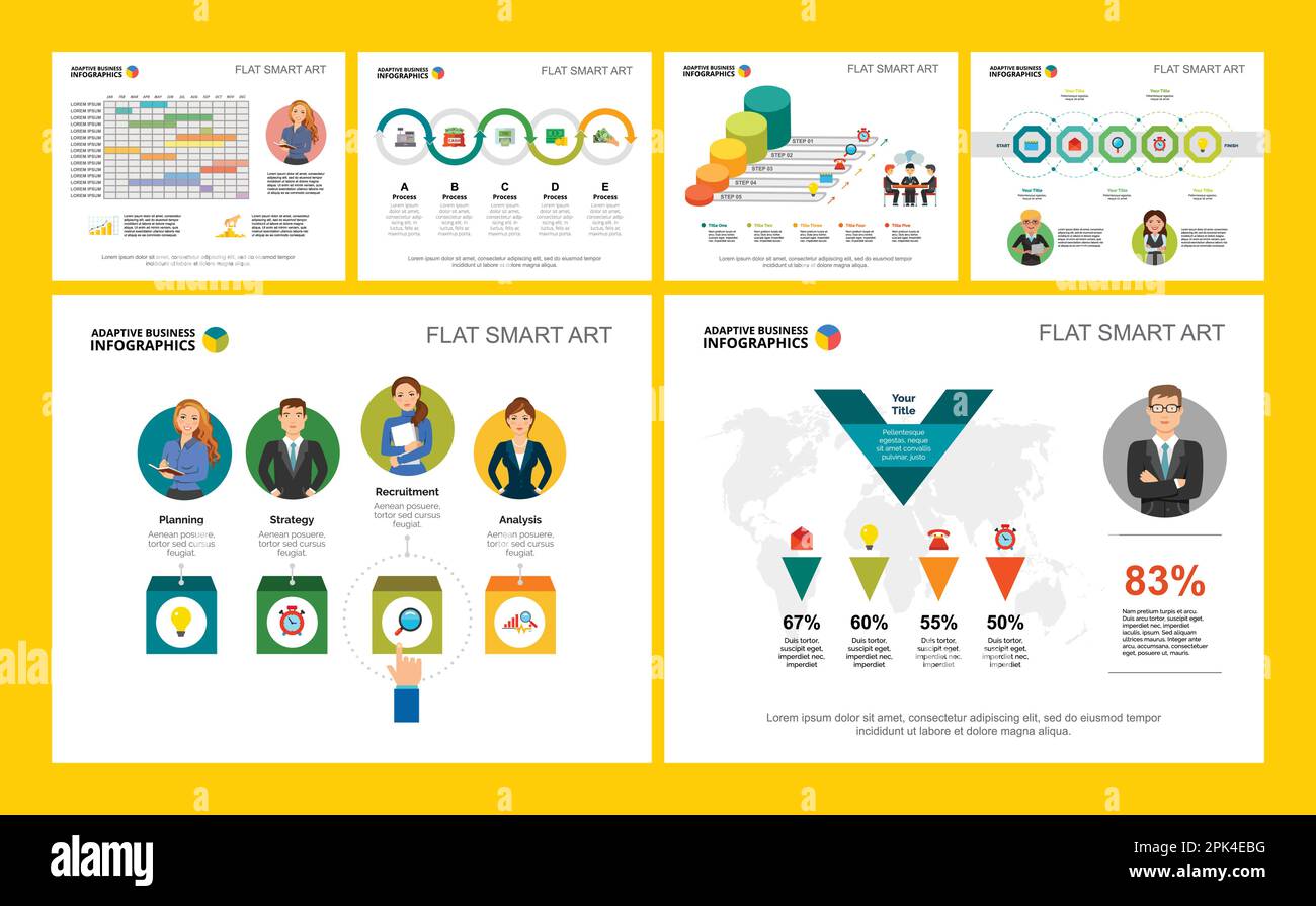 Colorful partnership or planning concept infographic charts set Stock ...