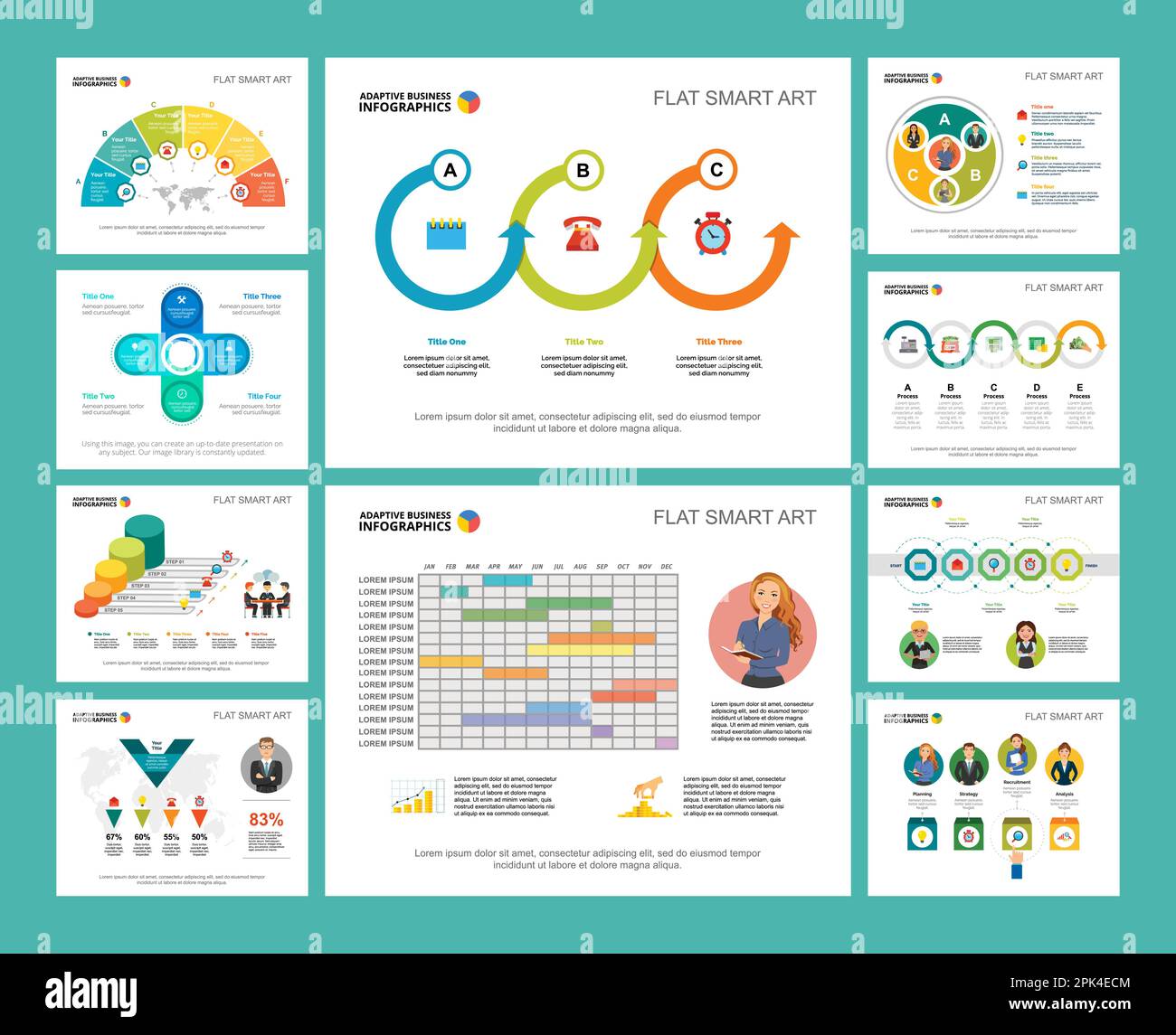 Colorful partnership or planning concept infographic charts set Stock ...