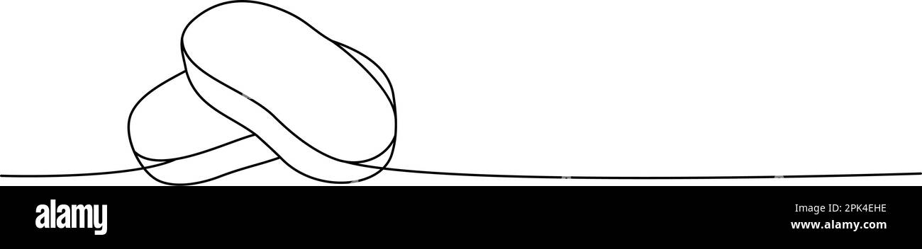 Sliced wheat baguette one line continuous drawing. Bakery pastry ...