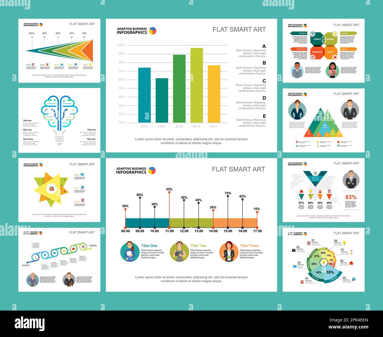 Colorful analytics or logistics concept infographic charts set Stock ...