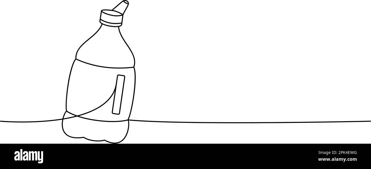 Fitness plastic bottle one line continuous drawing. Empty glass or ...