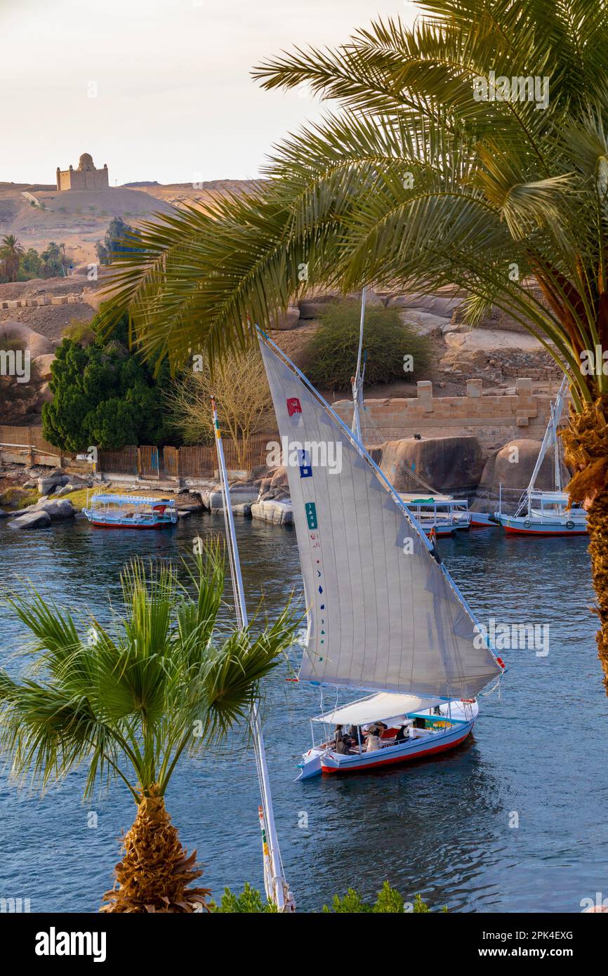 Feluccas On The River Nile, Aswan, Egypt, North East Africa Stock Photo ...