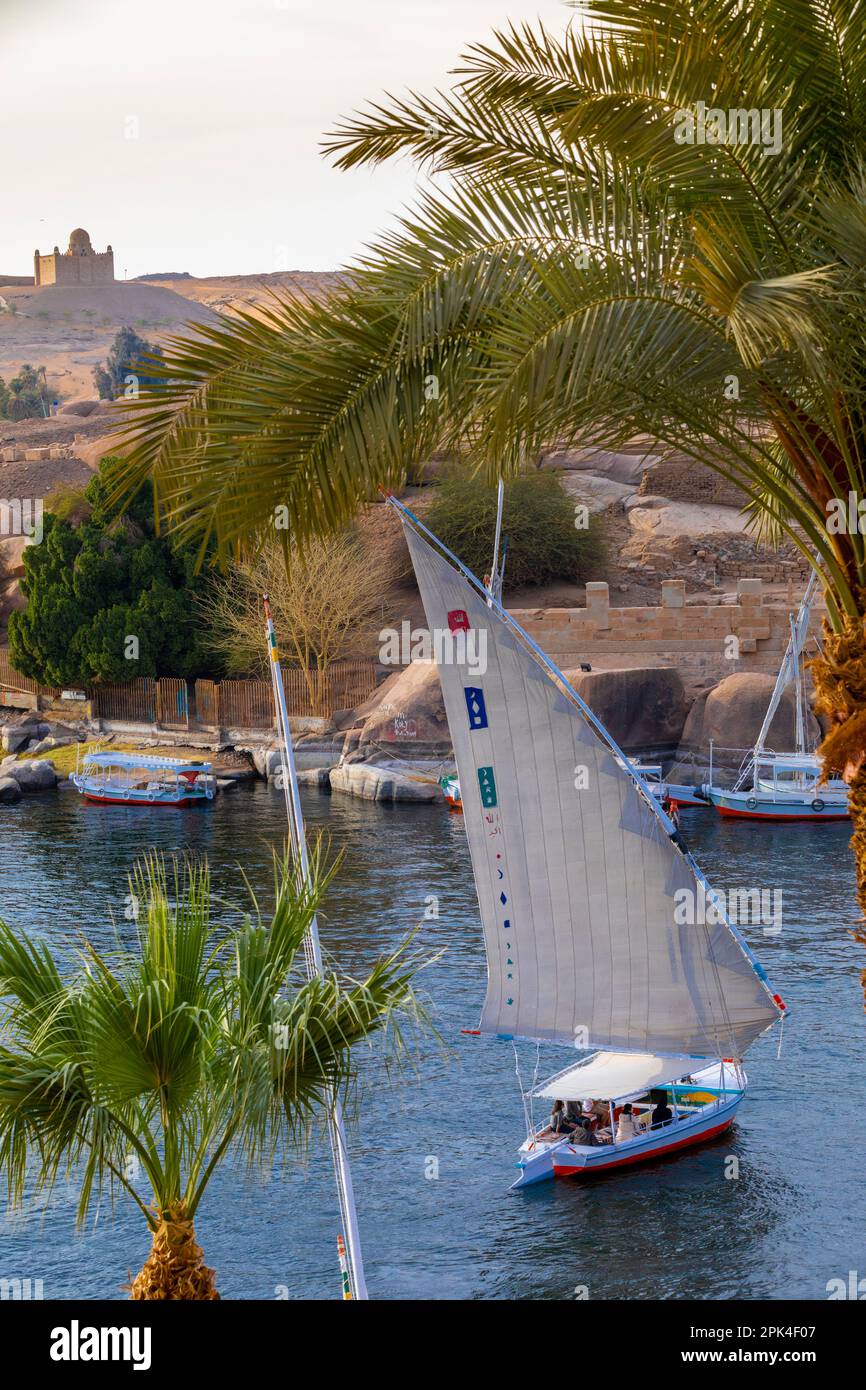 Feluccas On The River Nile, Aswan, Egypt, North East Africa Stock Photo ...