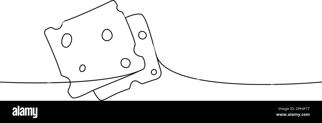 Sliced cheese one line continuous drawing. Cheese products continuous ...