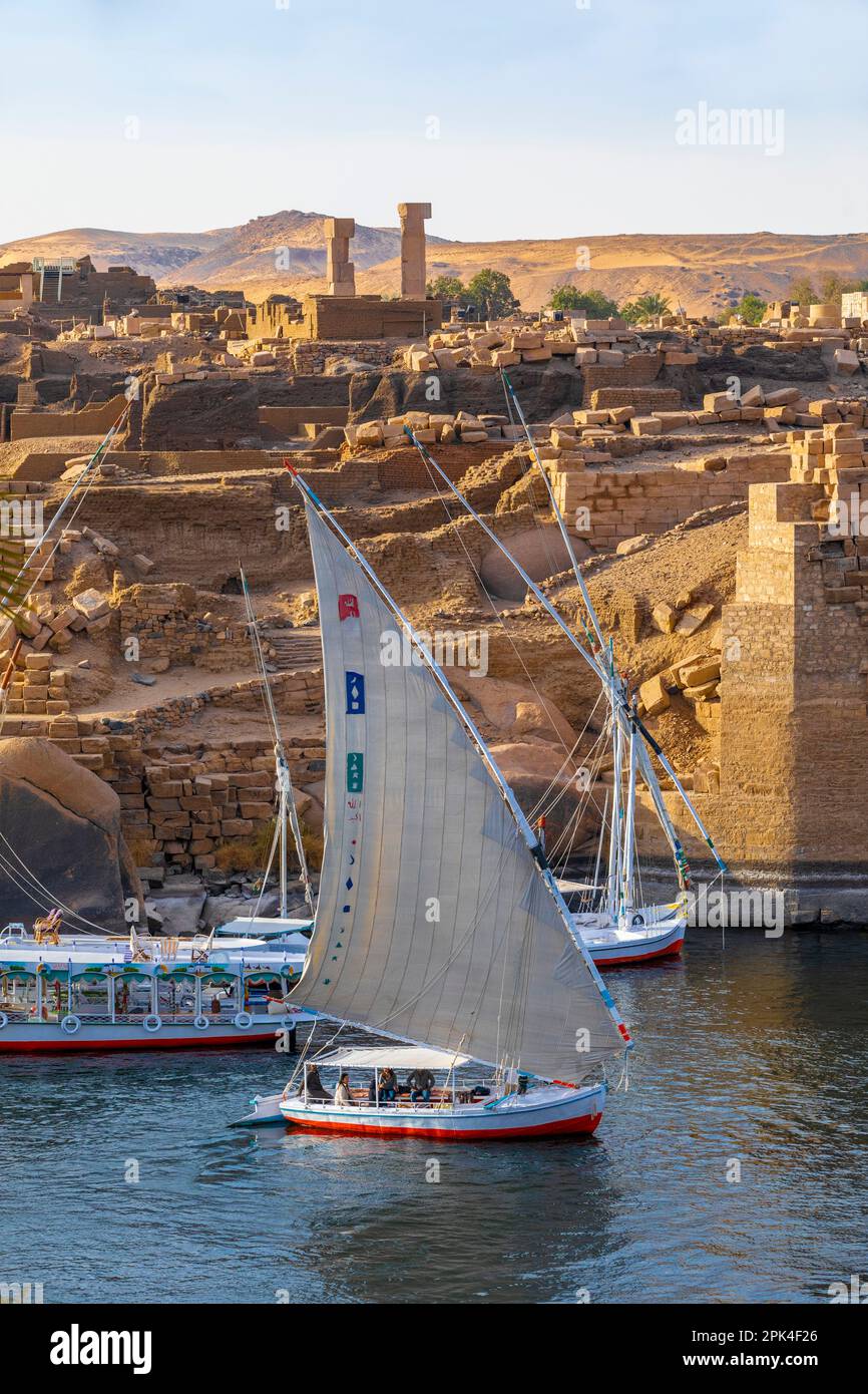Feluccas On The River Nile, Aswan, Egypt, North East Africa Stock Photo ...