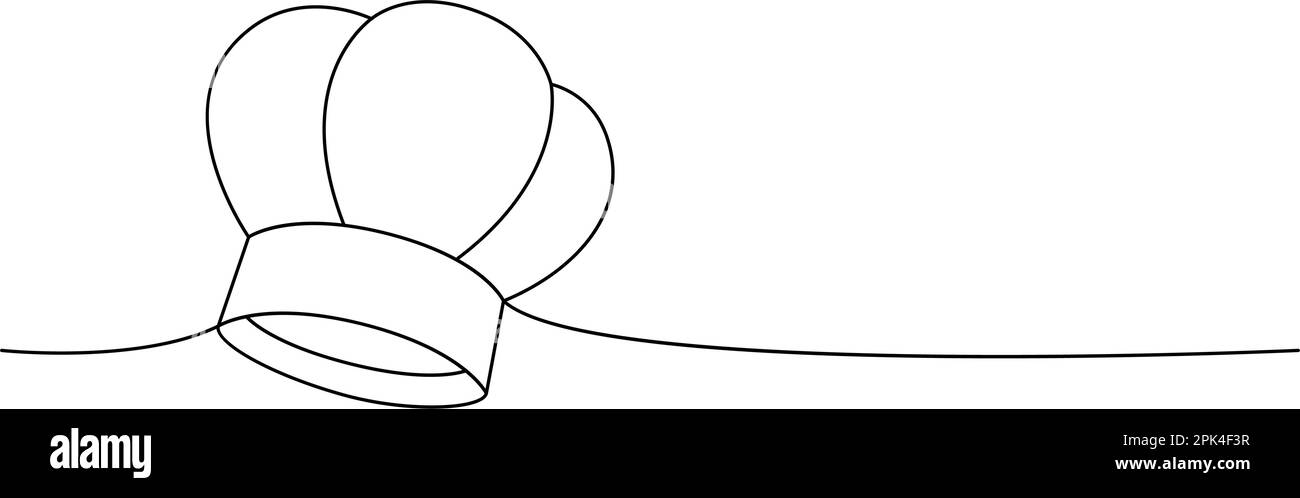 Chef hat, cook cap one line continuous drawing. Kitchen tools ...