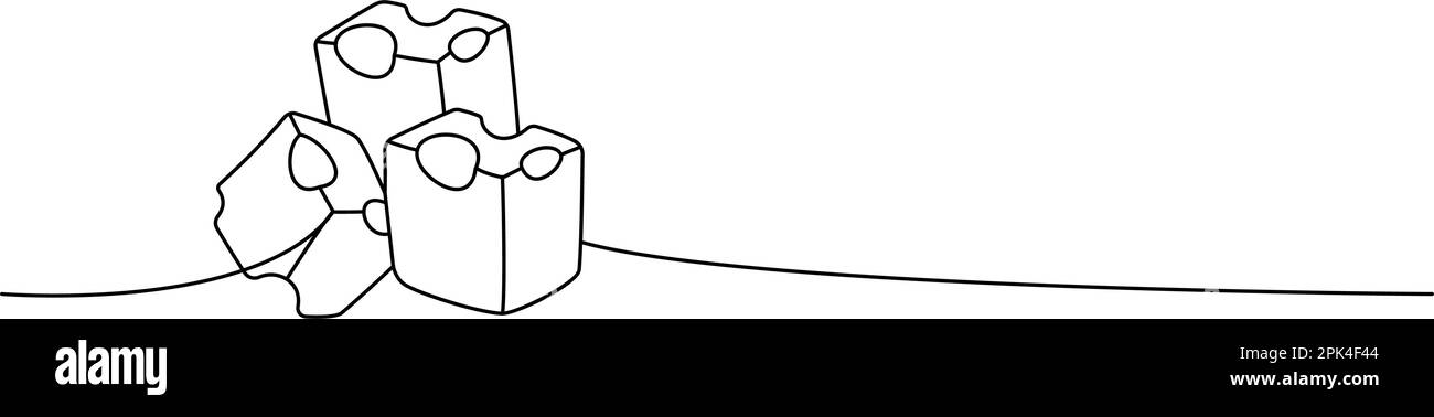 Pieces of cheese one line continuous drawing. Cheese products ...
