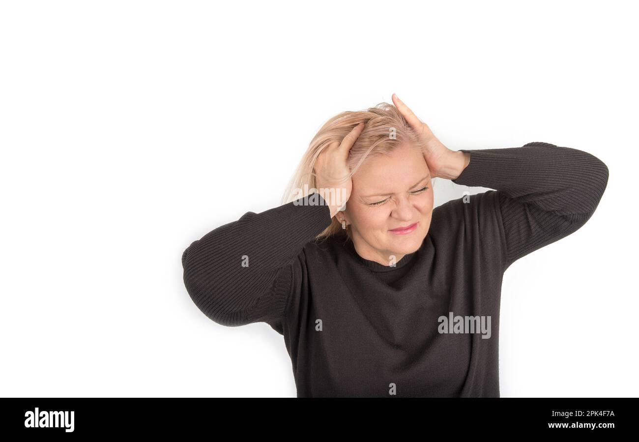 Upset stressed old woman with mental disorders Stock Photo - Alamy