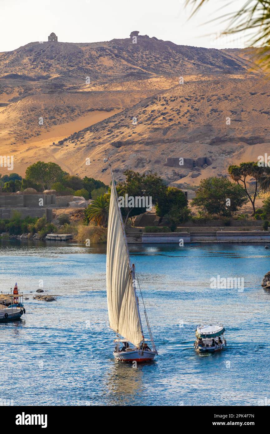 Feluccas On The River Nile, Aswan, Egypt, North East Africa Stock Photo - Alamy