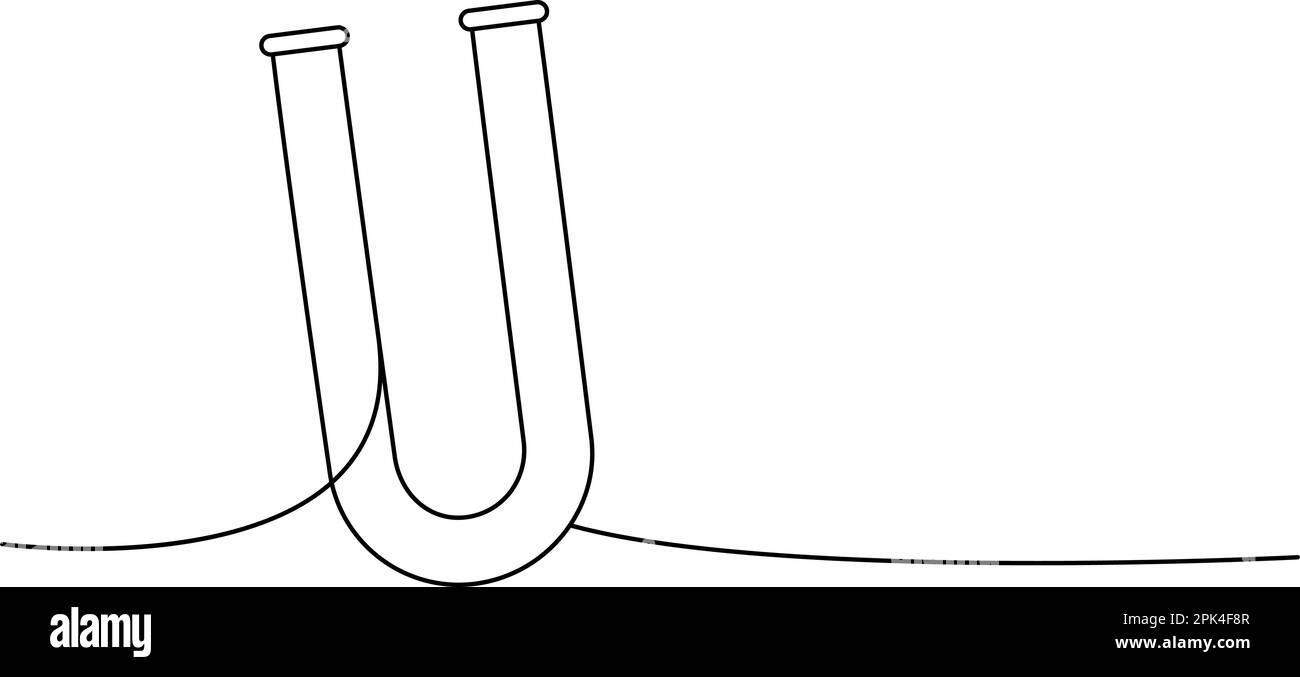 Glass U Tube one line continuous drawing. Laboratory glass equipment ...