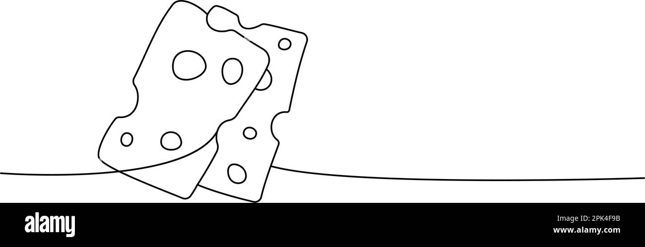 Sliced cheese one line continuous drawing. Cheese products continuous ...