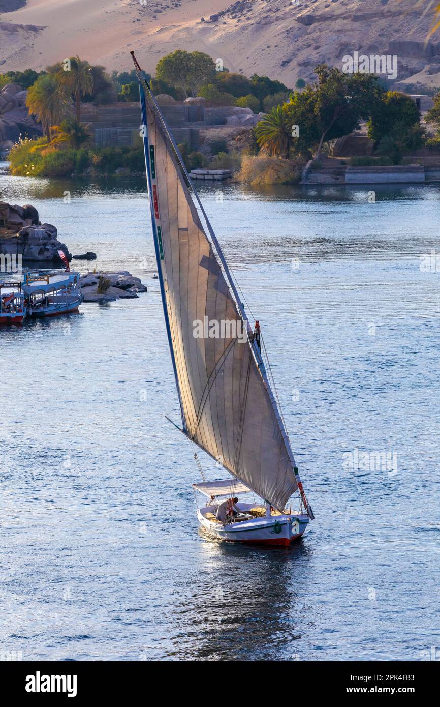 Feluccas On The River Nile, Aswan, Egypt, North East Africa Stock Photo ...