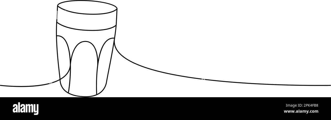 Empty glass one line continuous drawing. Kitchen tools continuous one ...