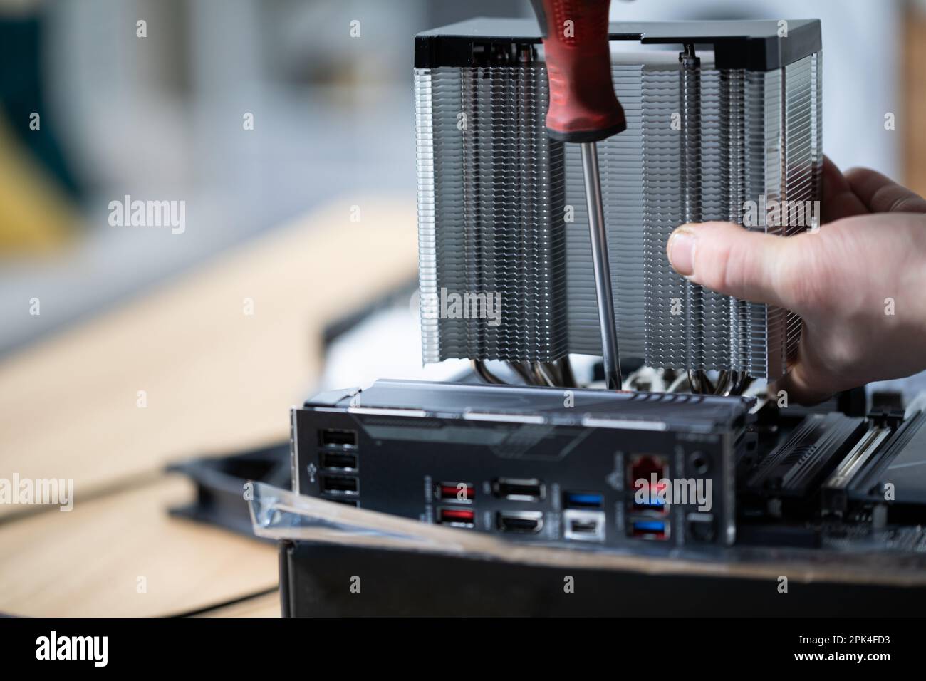 Replacement and installation of a home computer cooling system Stock ...