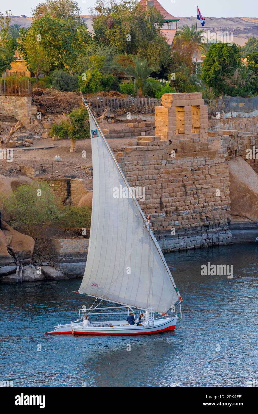 Feluccas On The River Nile, Aswan, Egypt, North East Africa Stock Photo ...