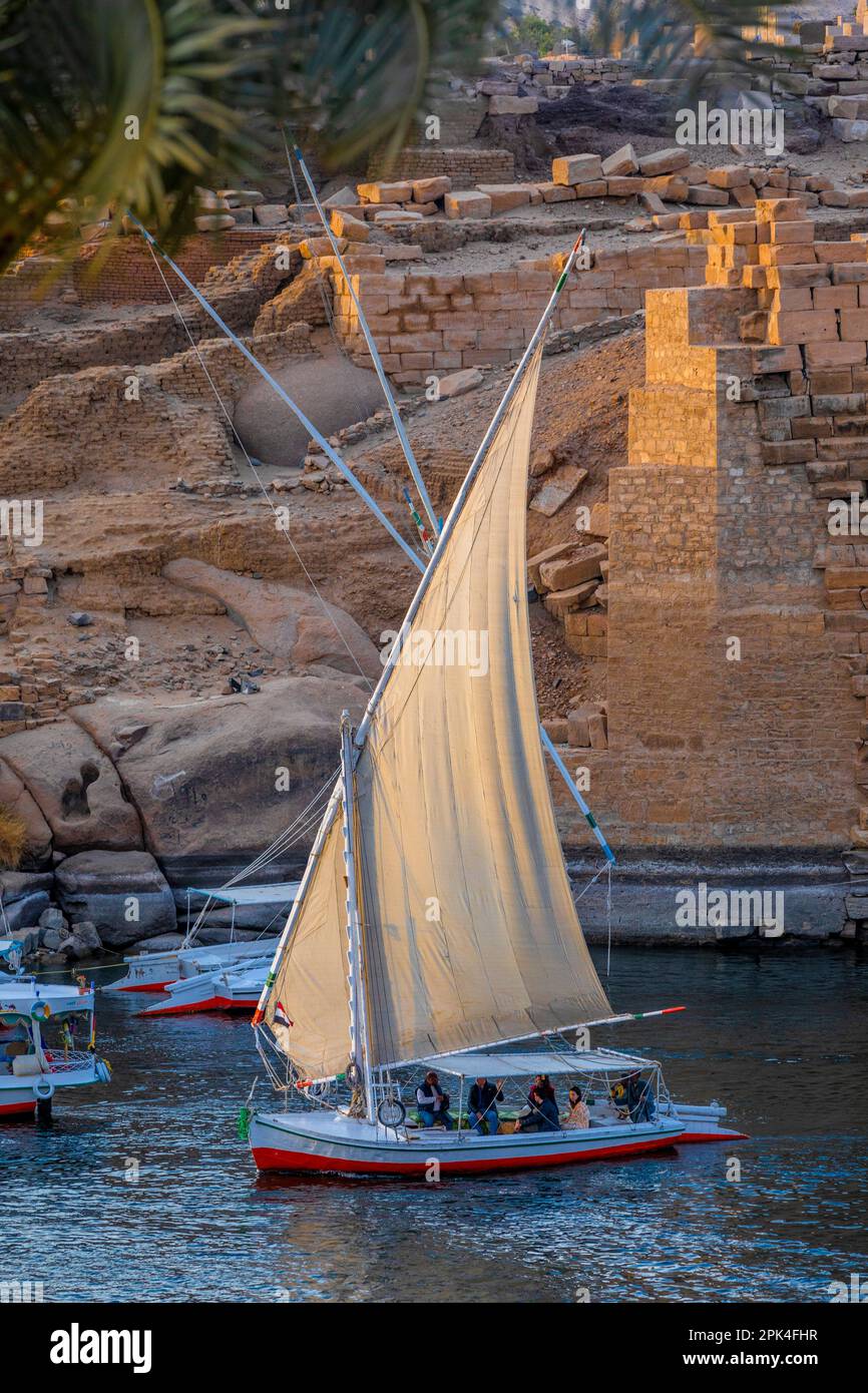 Feluccas On The River Nile, Aswan, Egypt, North East Africa Stock Photo ...
