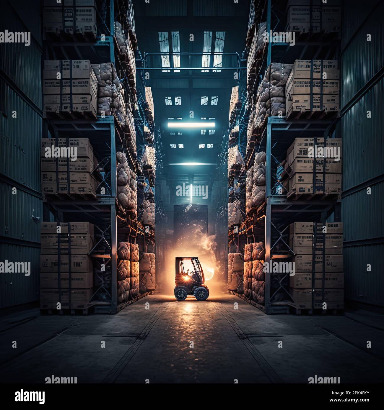 Mini Loader in a Massive Warehouse Stock Photo - Alamy
