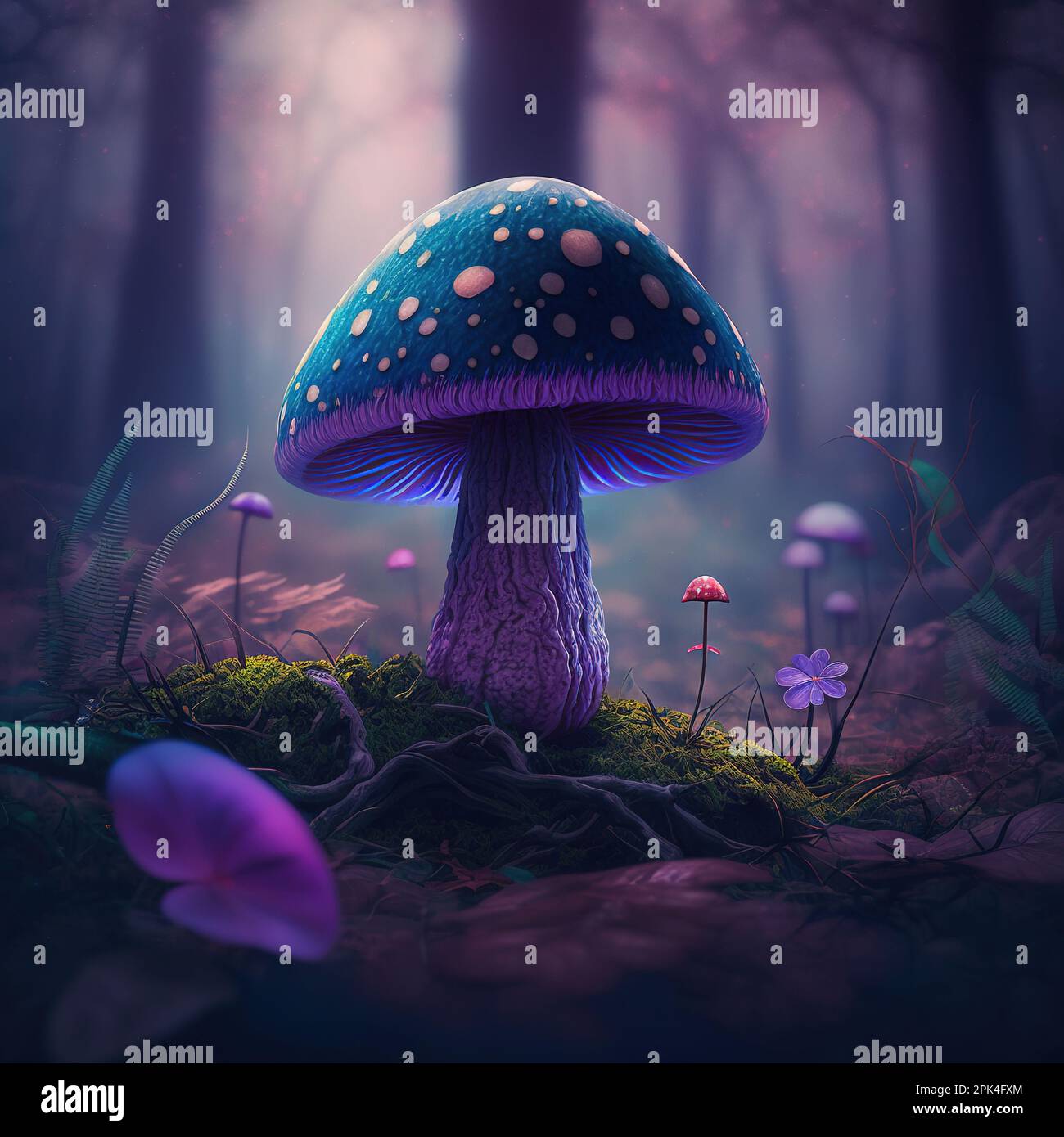 Illustration glowing mushroom hi-res stock photography and images - Alamy