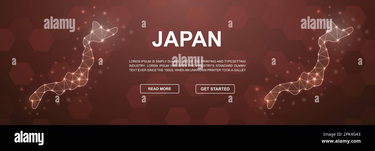 Japan polygonal promotion banner. Horizontal low poly poster ...