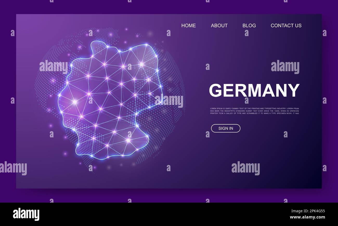 Germany 3d low poly website template. Germany map design illustration ...