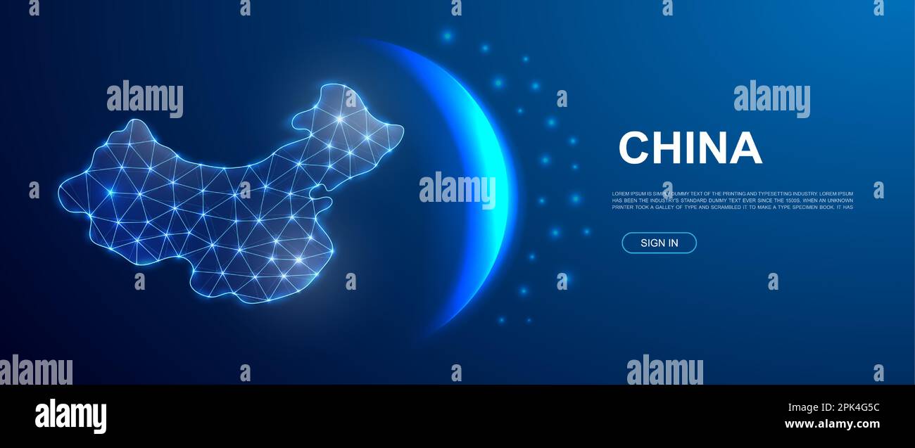 China 3d polygonal symbol for website template. Low poly Country map ...