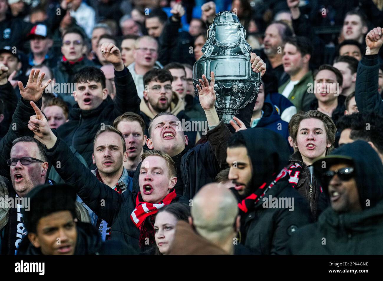 Rotterdam, Netherlands - 05/04/2023, Supporters of Feyenoord during the ...