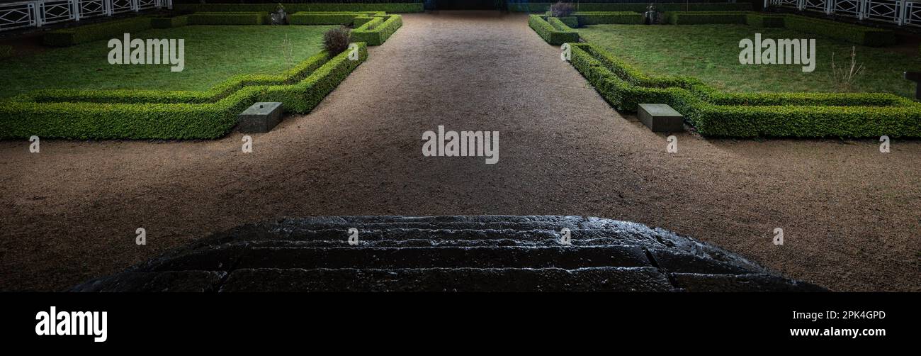 Elaborate garden and walking paths Stock Photo - Alamy