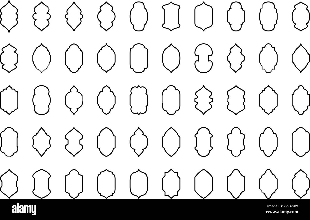 Islamic window line shapes. Arabian muslim shape arches. Architectural ...