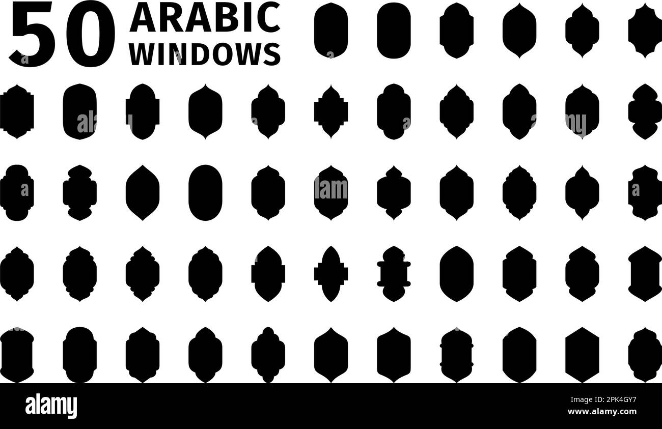 Set of islamic ornamental windows. Arabic windows arches different ...