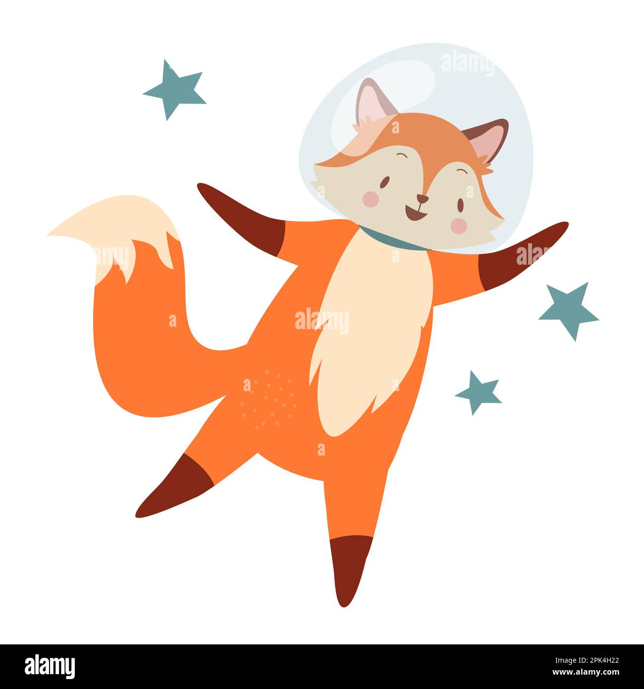 Cute fox astronaut. Forest animal space explorer, funny fox exploring ...