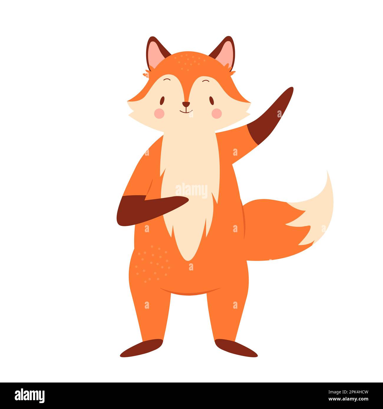 Cute fox dancing. Standing foxy forest animal, childish fox with hands ...