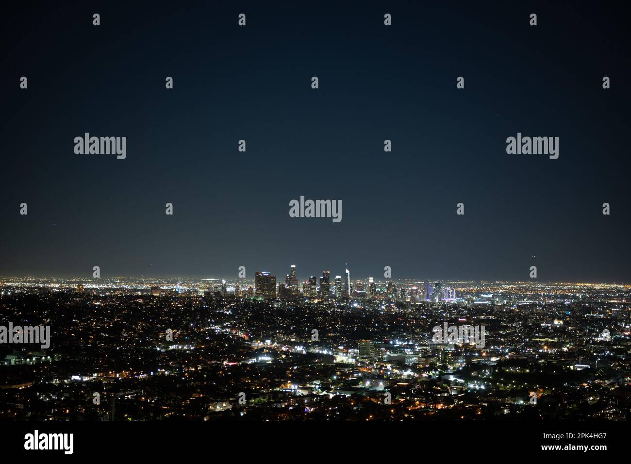 Los Angeles, California night view of illuminated city with skyscrapers ...