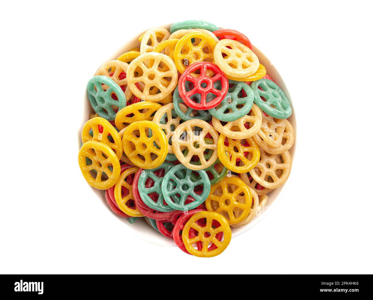 Uncooked Wheel Fryums Isolated on a White Background Stock Photo - Alamy