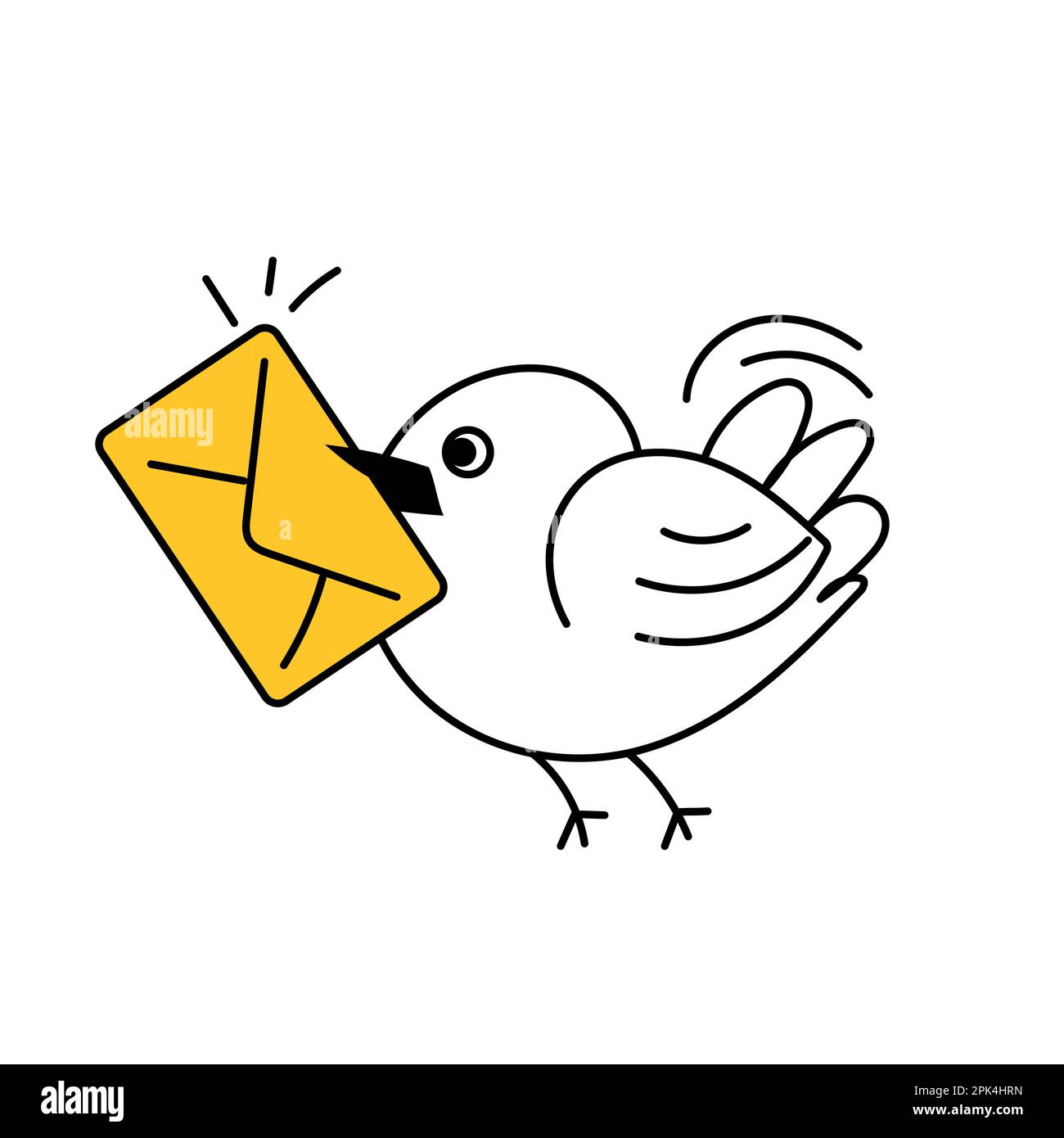 The bird carries an envelope. Chat, contacts, messages. Thin line cute ... The bird carries an envelope. Chat, contacts, messages. Thin line cute ...