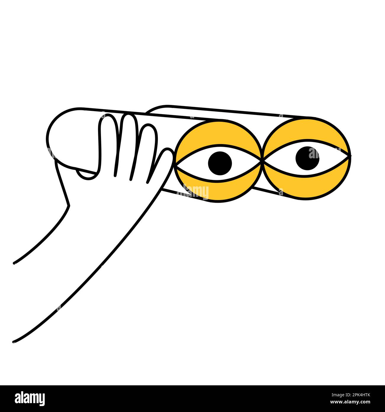 Man hand is holding binoculars. The concept of new research, knowledge ...