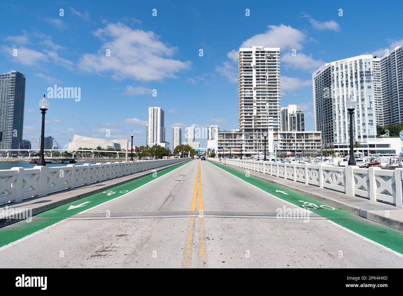 Miami, Florida USA - April 15, 2021: cityscape destination with roadway ...
