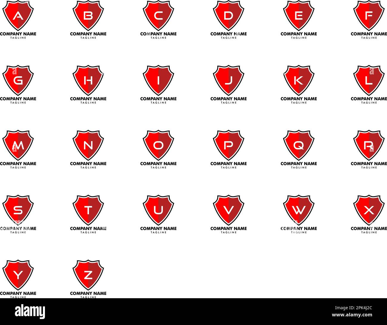 Set of Initial Letter Shield Secure Logo Design Vector Stock Vector ...