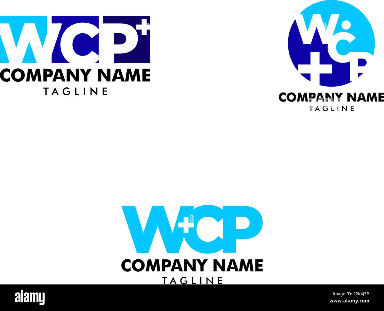 Set of Initial letter WCP cross plus medical logo icon design template ...