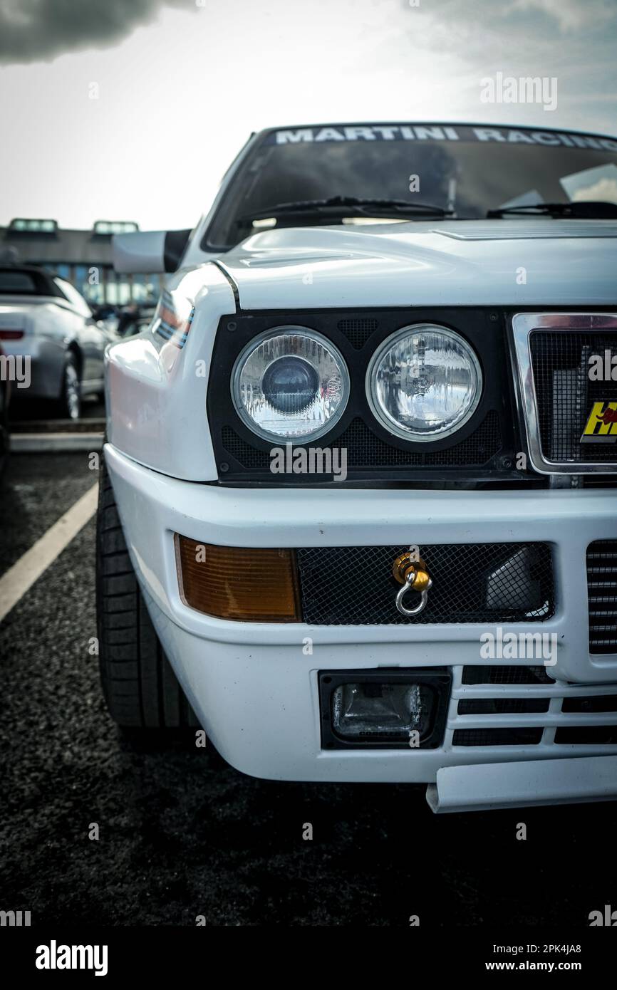 White Speedline Alloy Wheel on Lancia Integrale rally car Stock Photo ...