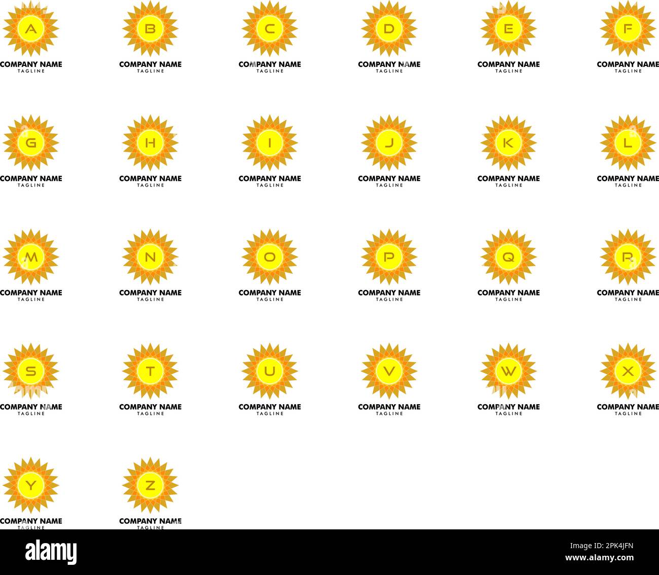 Set of Initial Letter Logo with Sun Element Stock Vector Image & Art ...