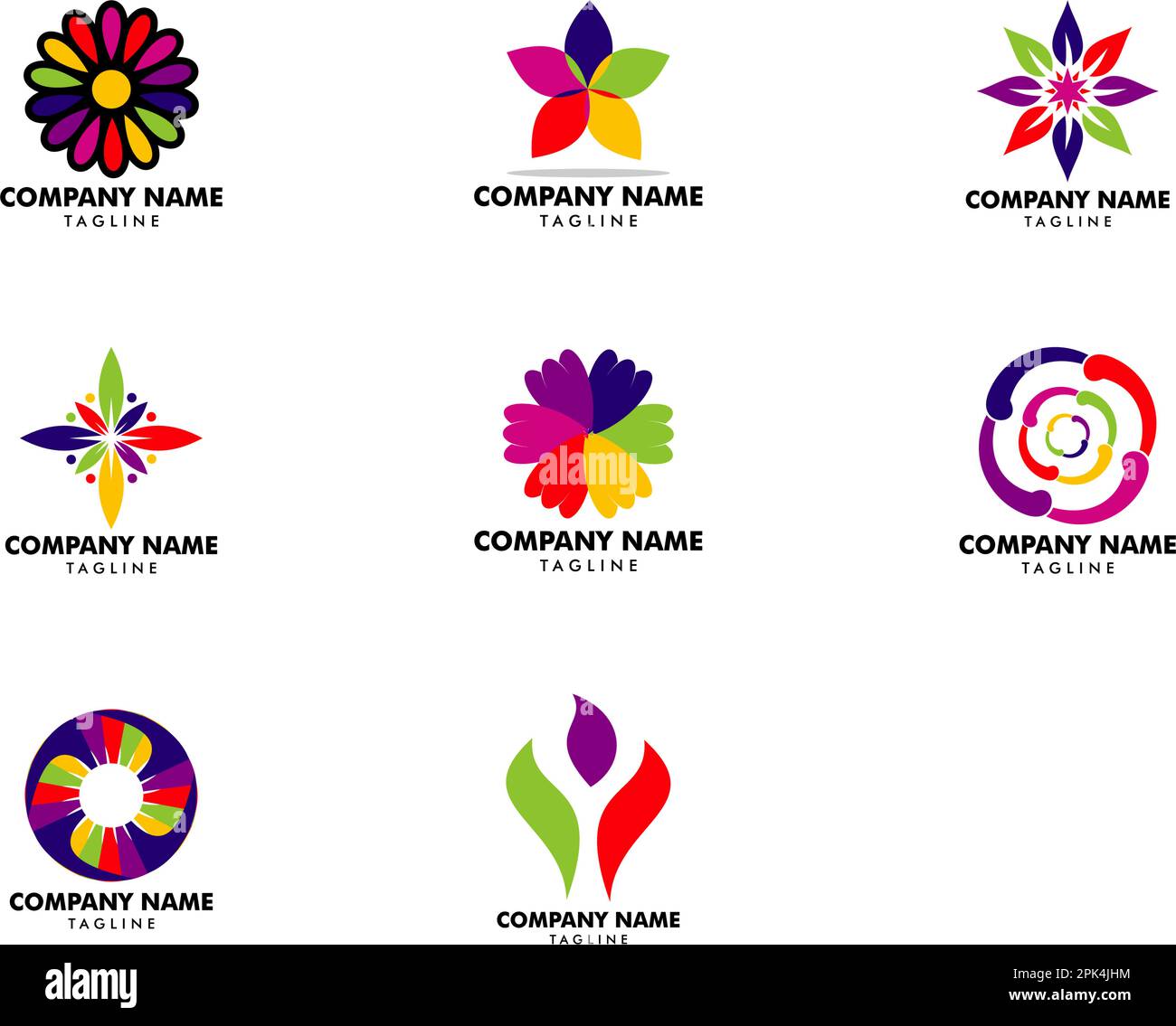 Set of Colorful Flower Abstract Logo Design Vector Template Stock ...